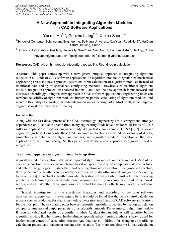 A New Approach to Integrating Algorithm Modules in CAD Software ...