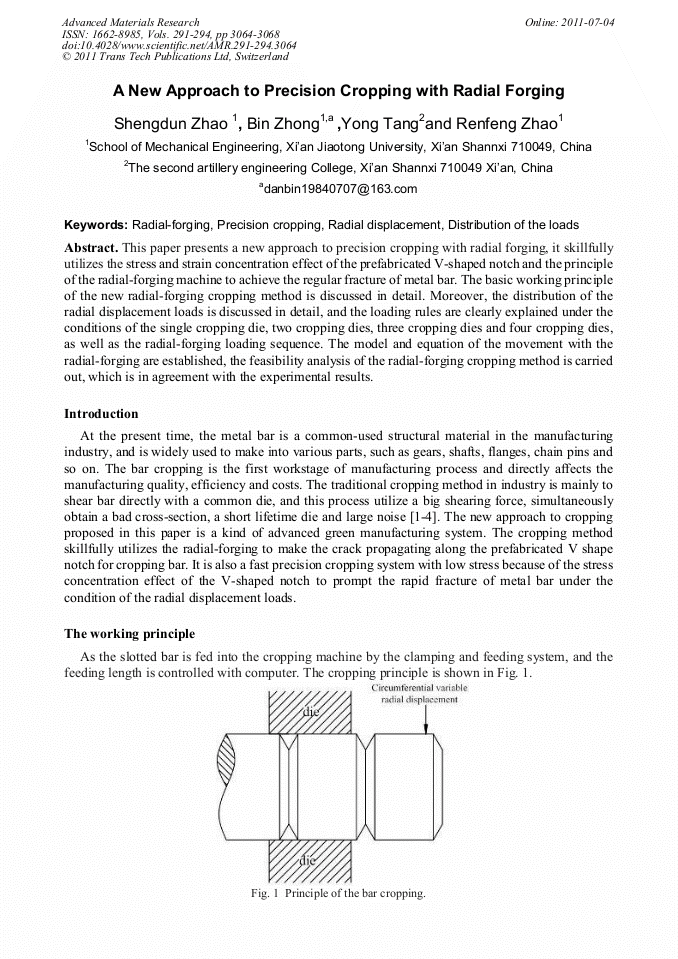 A New Approach to Precision Cropping with Radial Forging | Scientific.Net