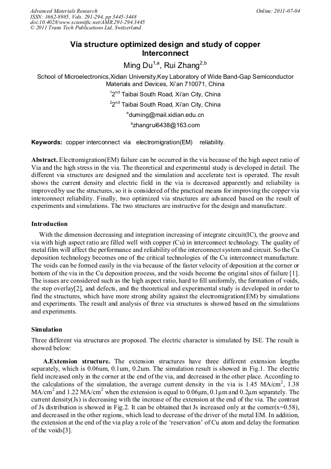 Via Structure Optimized Design and Study of Copper Interconnect ...