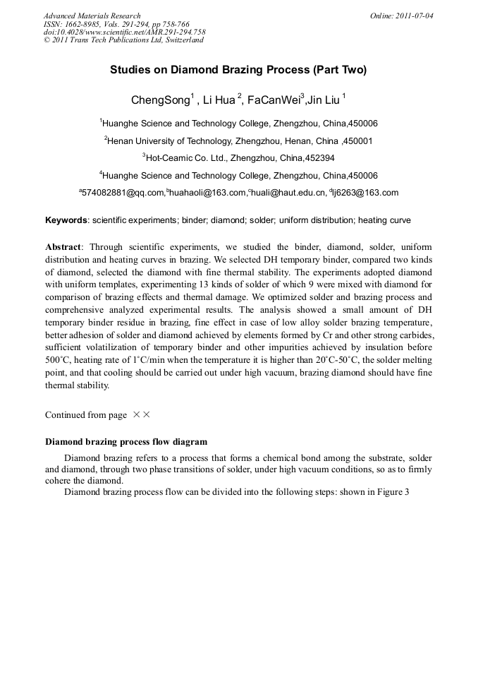 Studies on Diamond Brazing Process | Scientific.Net