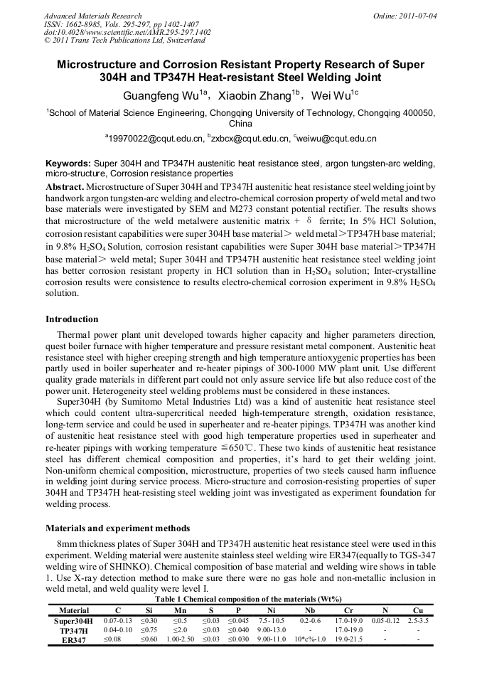 Microstructure and Corrosion Resistant Property Research of Super 304H ...
