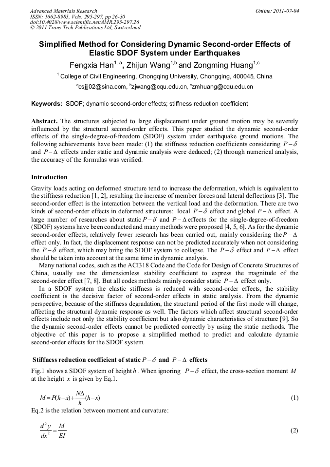 Simplified Method for Considering Dynamic Second-Order Effects of ...