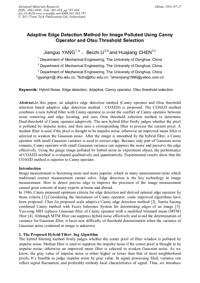 Adaptive Edge Detection Method for Image Polluted Using Canny Operator ...