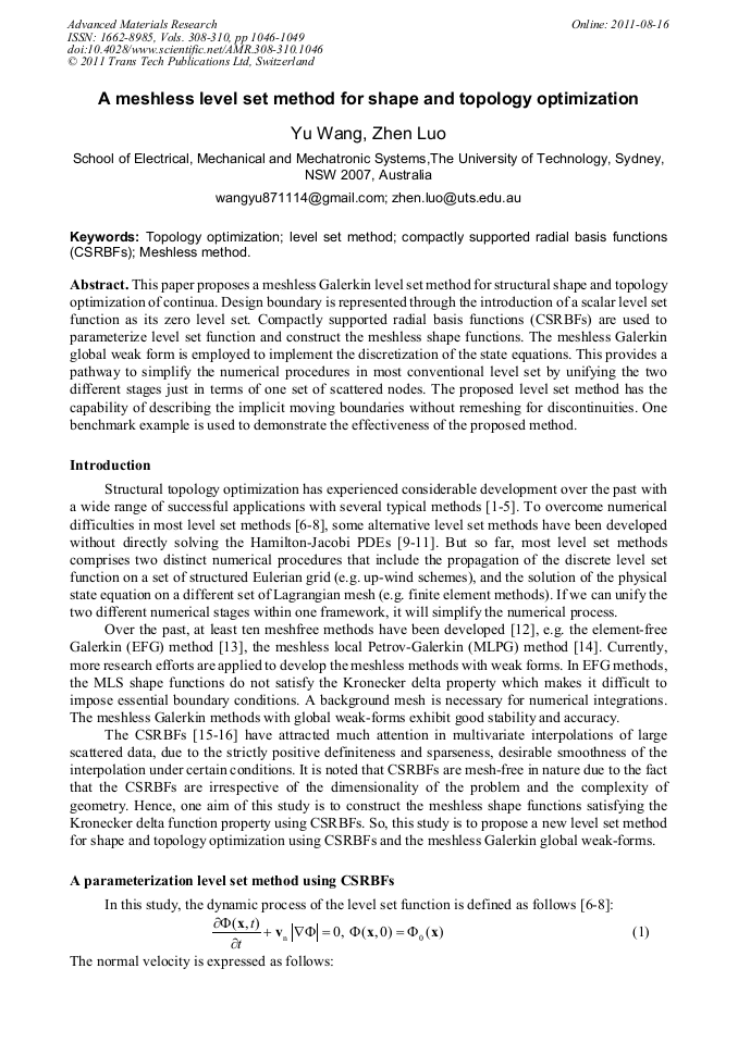 A Meshless Level Set Method for Shape and Topology Optimization ...