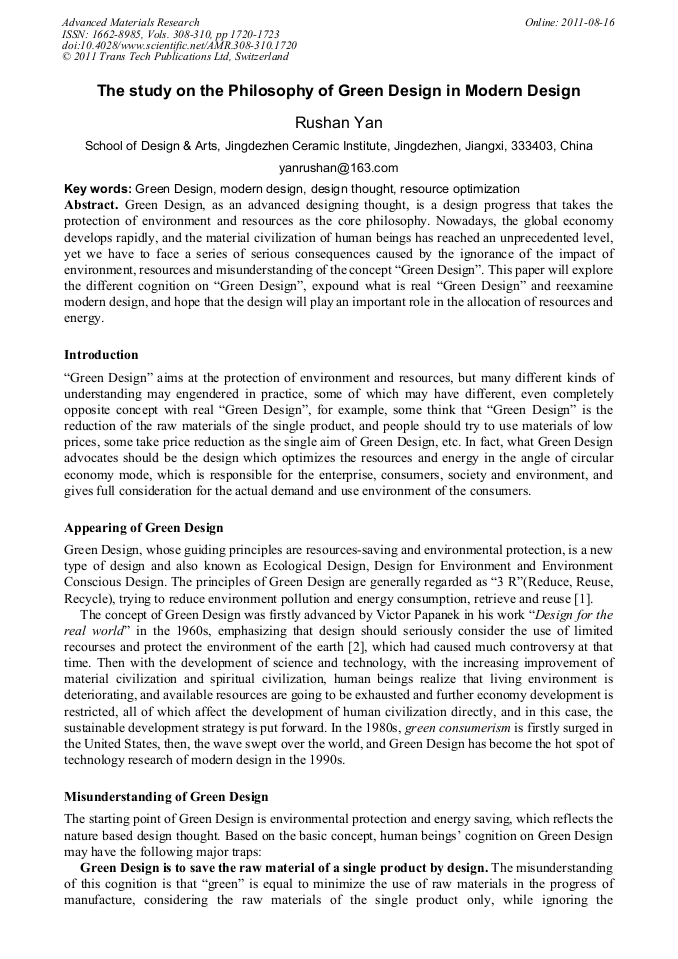 The Study on the Philosophy of Green Design in Modern Design ...