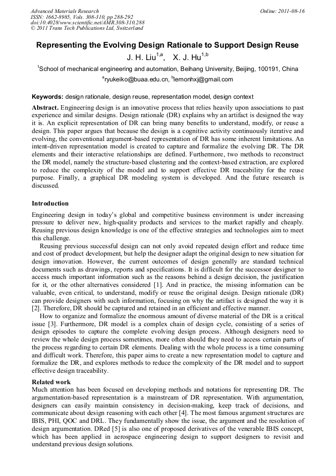 Representing the Evolving Design Rationale to Support Design Reuse ...