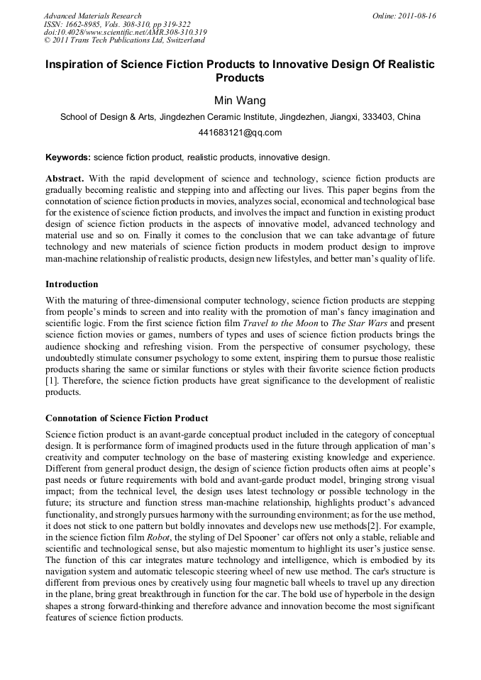 Inspiration of Science Fiction Products to Innovative Design of ...