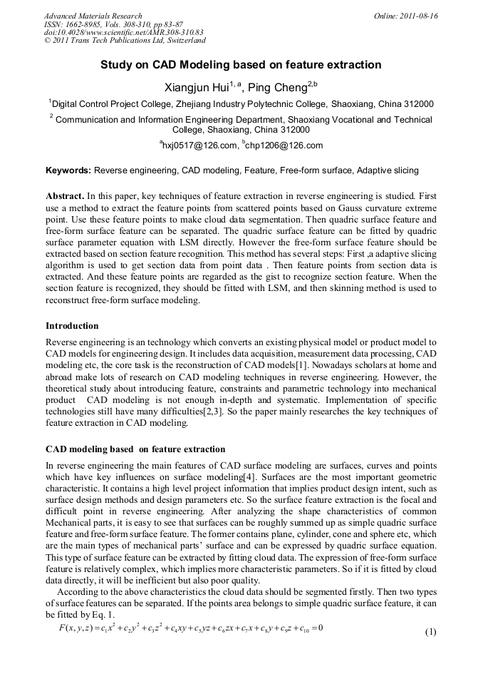 Study on CAD Modeling Based on Feature Extraction | Scientific.Net
