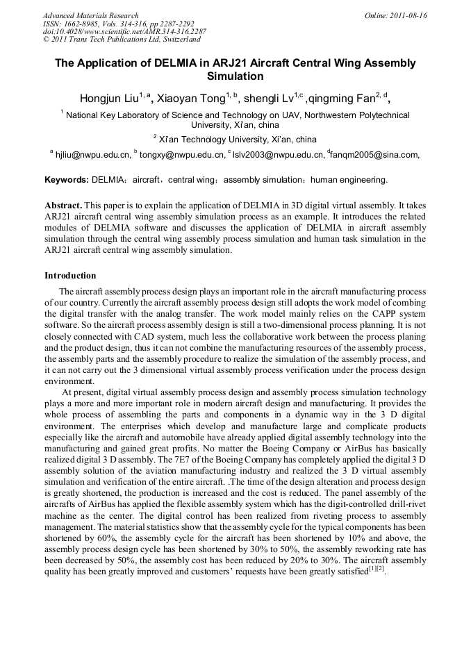 The Application of DELMIA in ARJ21 Aircraft Central Wing Assembly ...