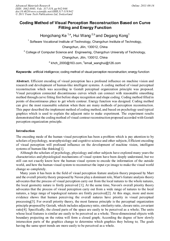 Coding Method of Visual Perception Reconstruction Based on Curve ...