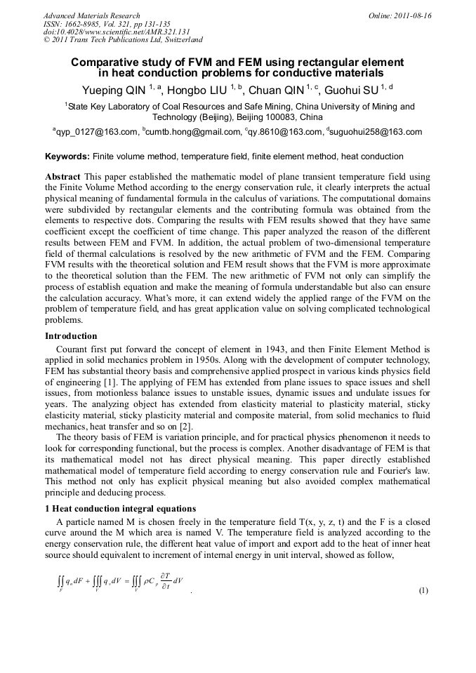 Comparative Study of FVM and FEM Using Rectangular Element in Heat ...