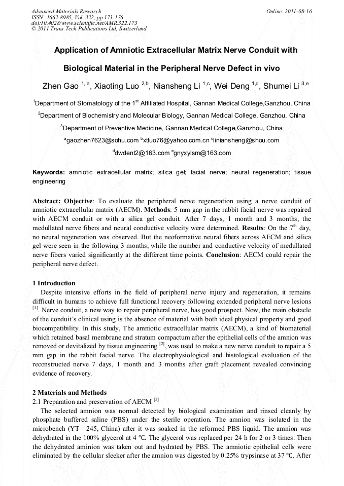 Application of Amniotic Extracellular Matrix Nerve Conduit with ...
