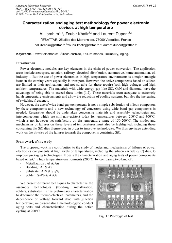 Characterization and Aging Test Methodology for Power Electronic ...