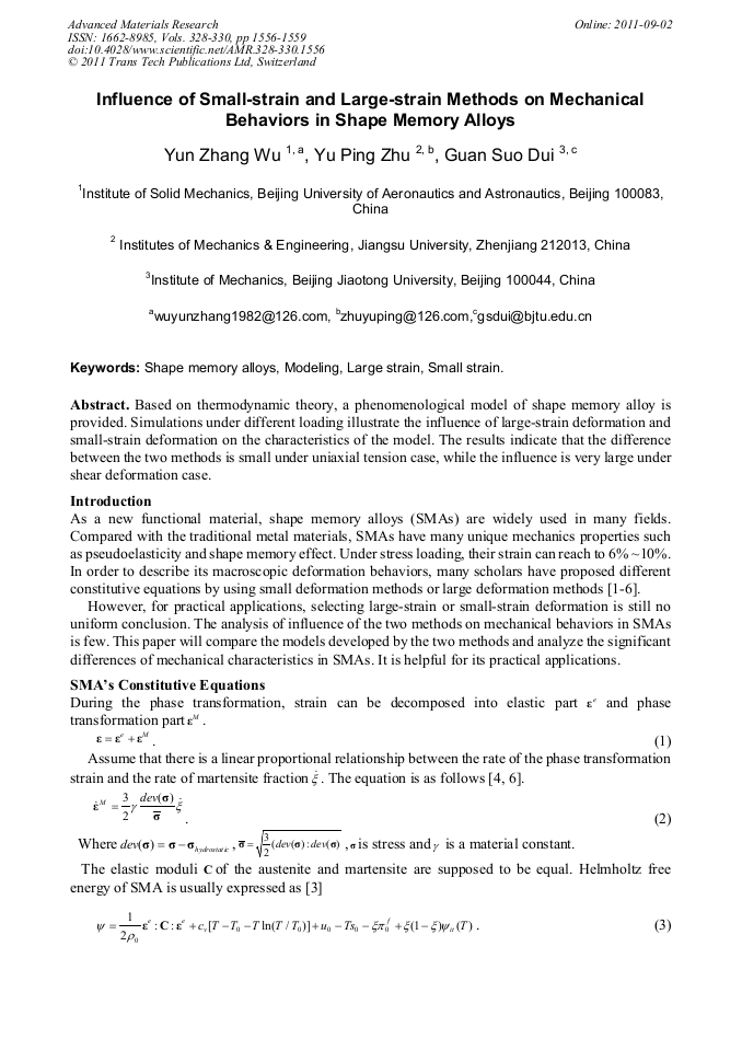 Influence of Small-Strain and Large-Strain Methods on Mechanical ...