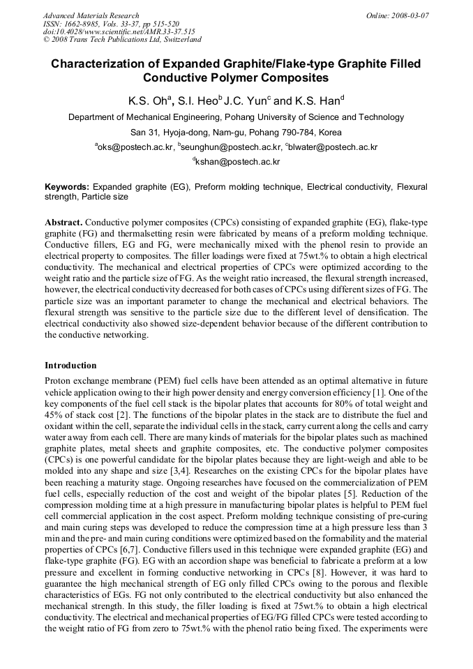 Characterization of Expanded Graphite/Flake-Type Graphite Filled ...