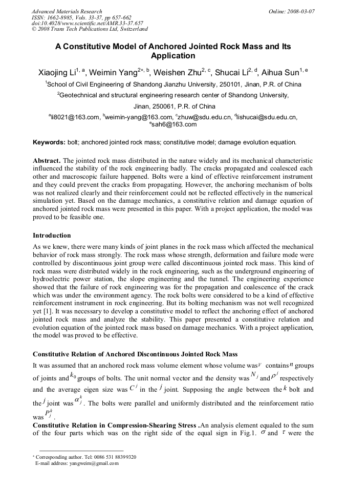 A Constitutive Model of Anchored Jointed Rock Mass and its Application ...