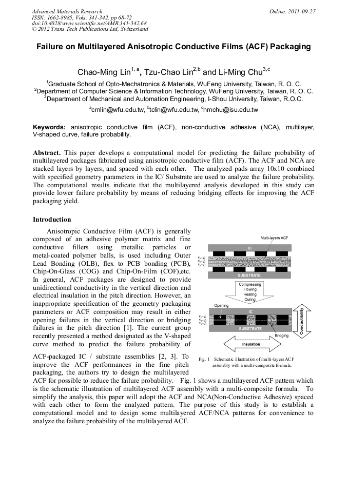 Failure on Multilayered Anisotropic Conductive Films (ACF) Packaging ...