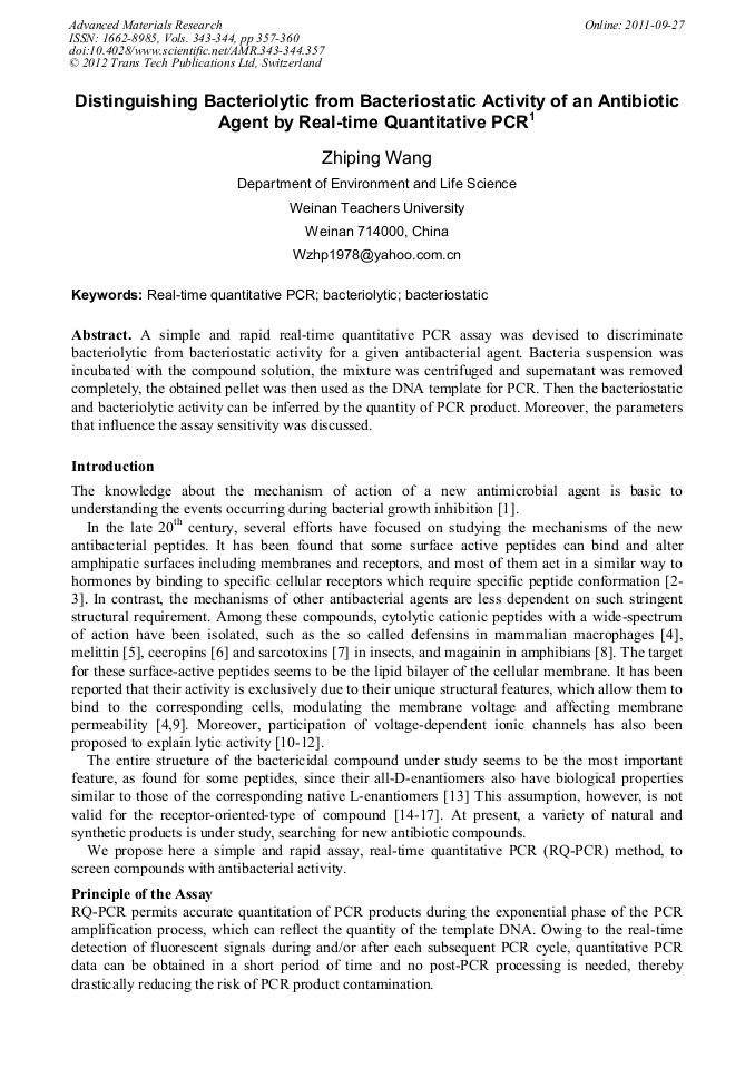 Distinguishing Bacteriolytic from Bacteriostatic Activity of an ...