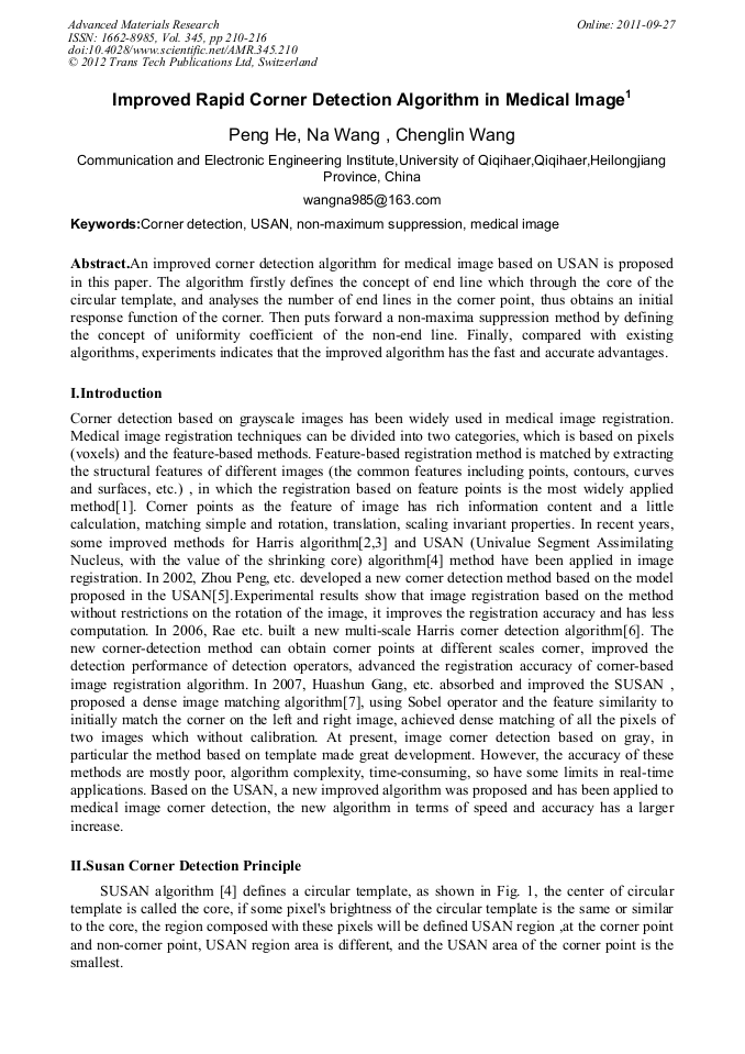 Improved Rapid Corner Detection Algorithm in Medical Image | Scientific.Net