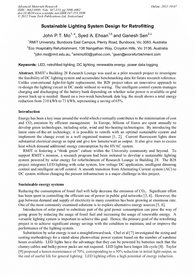 Sustainable Lighting System Design for Retrofitting | Scientific.Net
