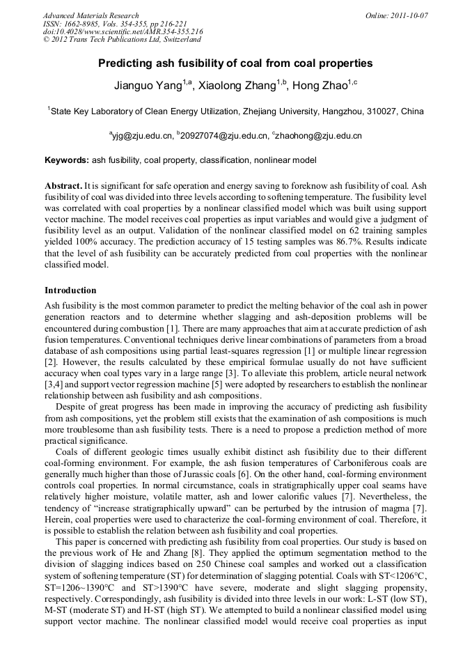 Predicting Ash Fusibility of Coal from Coal Properties | Scientific.Net