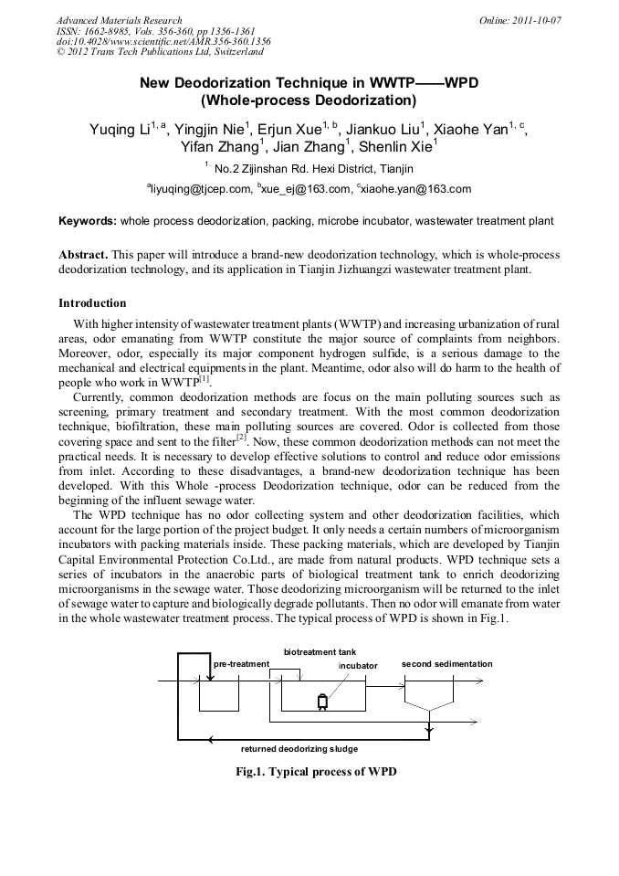 New Deodorization Technique in WWTP - WPD (Whole-Process Deodorization ...