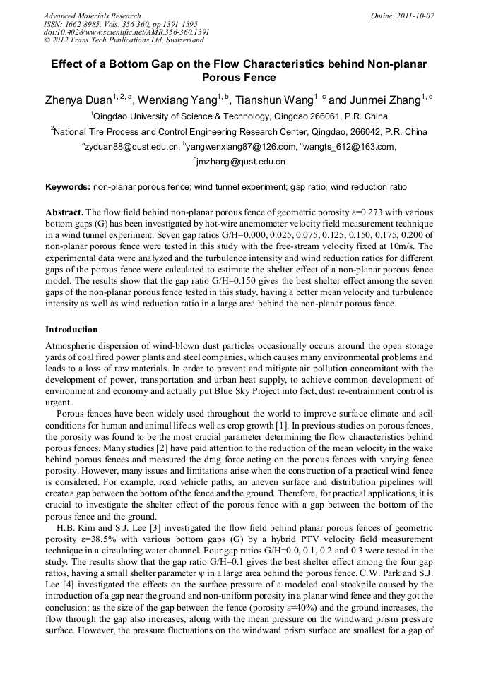 Effect of a Bottom Gap on the Flow Characteristics behind Non-Planar ...