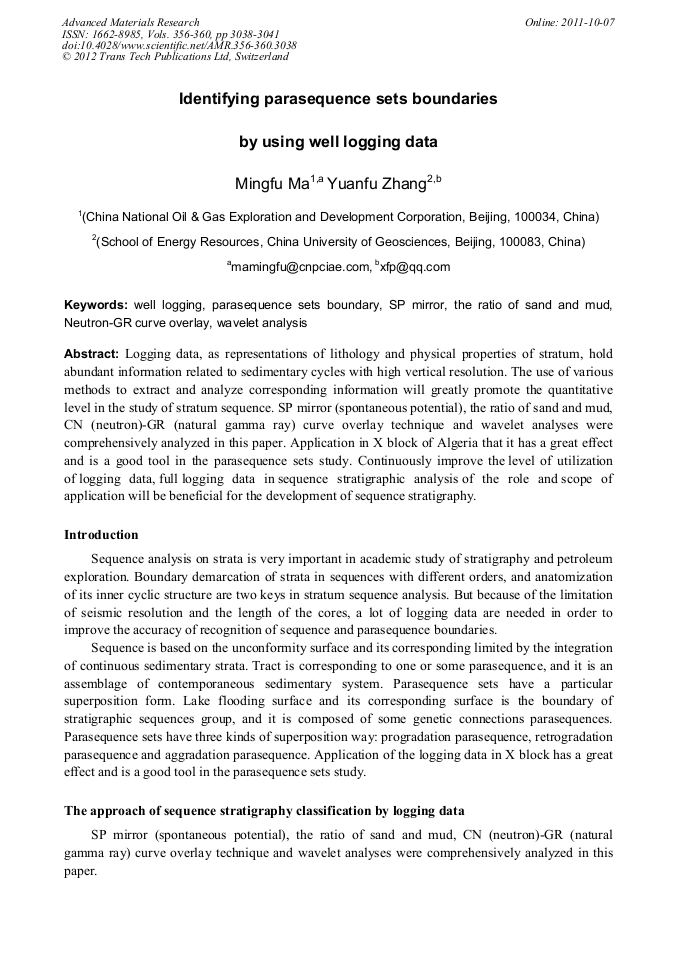 Identifying Parasequence Sets Boundaries by Using Well Logging Data ...