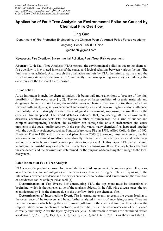 Application of Fault Tree Analysis on Environmental Pollution Caused by ...