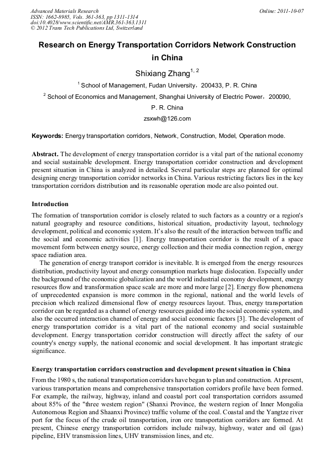 Research on Energy Transportation Corridors Network Construction in ...