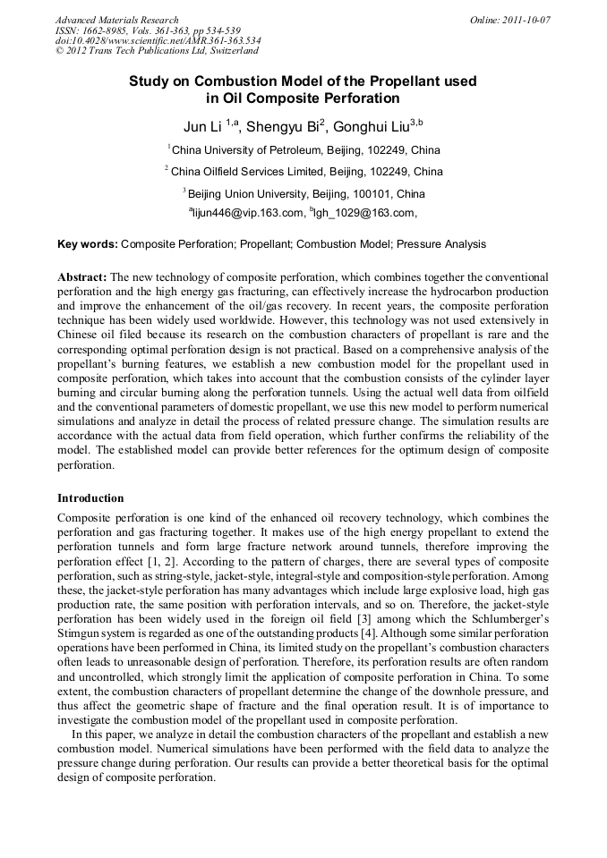 Study on Combustion Model of the Propellant Used in Oil Composite ...