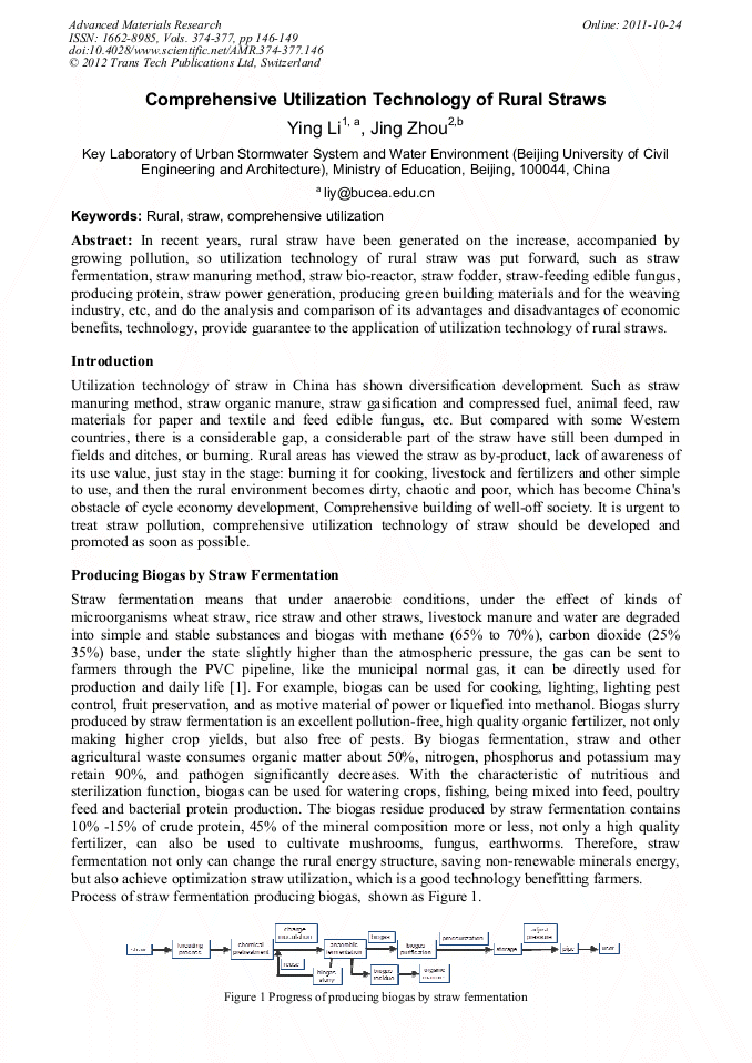 Comprehensive Utilization Technology of Rural Straws | Scientific.Net