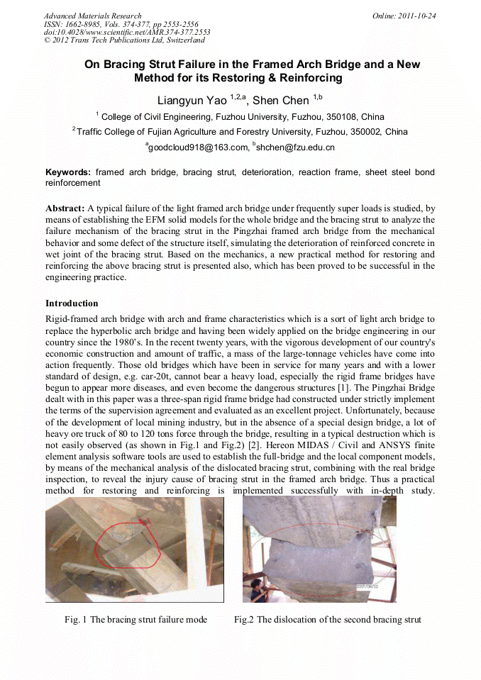 On Bracing Strut Failure in the Framed Arch Bridge and a New Method for ...