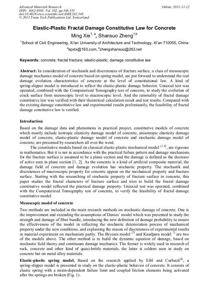 Elastic-Plastic Fractal Damage Constitutive Law for Concrete ...