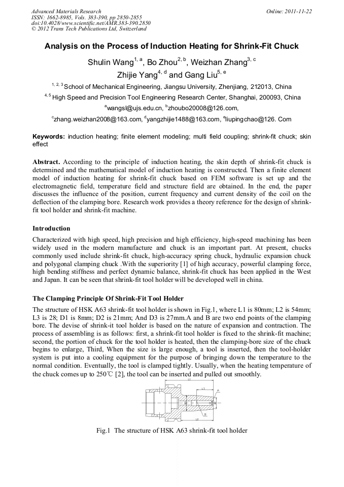 Analysis on the Process of Induction Heating for Shrink-Fit Chuck ...