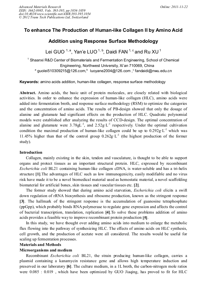 To Enhance the Production of Human-Like Collagen II by Amino Acid ...