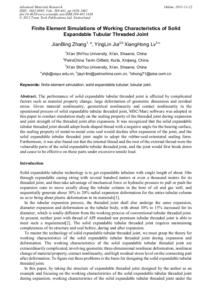 Finite Element Simulations of Working Characteristics of Solid ...