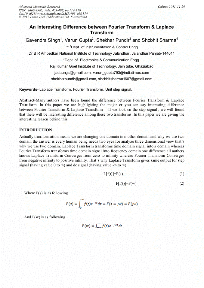 An Interesting Difference between Fourier Transform & Laplace Transform ...