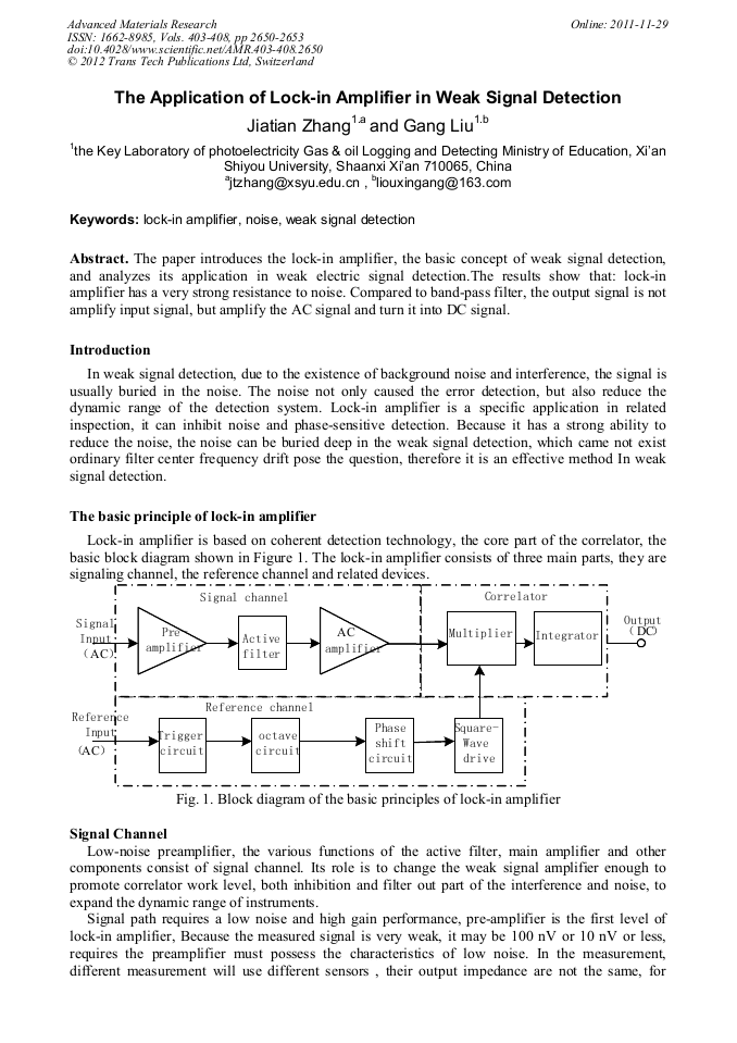 The Application of Lock-in Amplifier in Weak Signal Detection ...