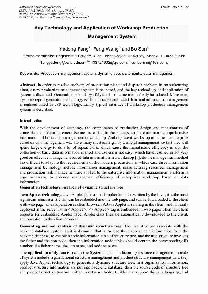 Key Technology and Application of Workshop Production Management System ...