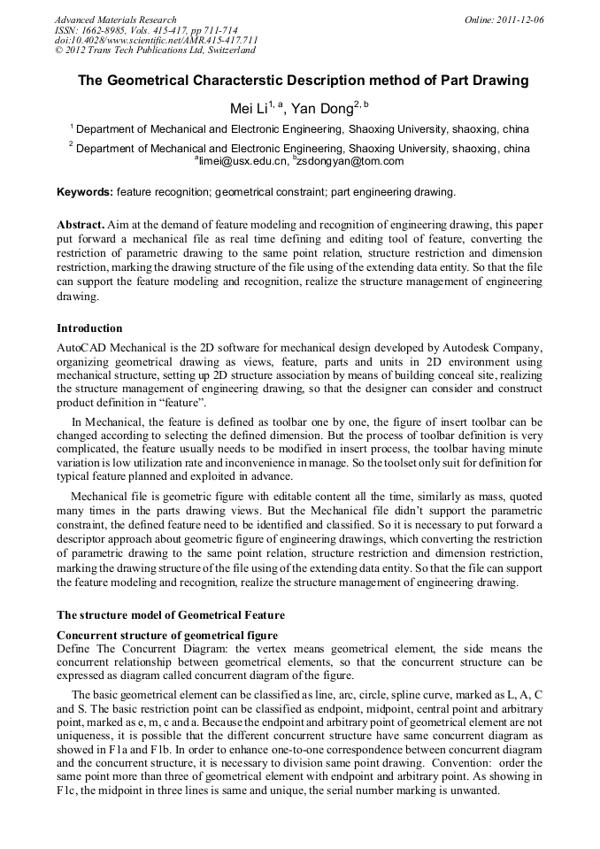 The Geometrical Characteristic Description Method of Part Drawing ...