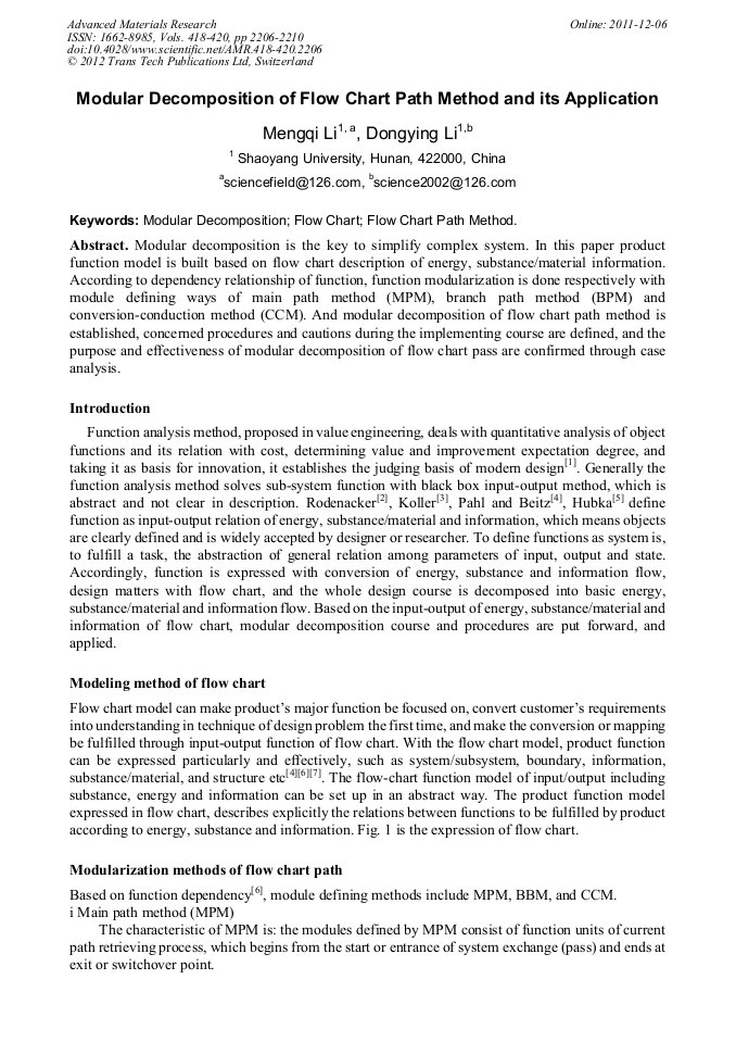 Modular Decomposition of Flow Chart Path Method and its Application ...