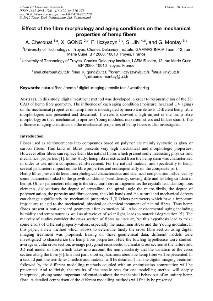 Effect of the Fibre Morphology and Aging Conditions on the Mechanical ...