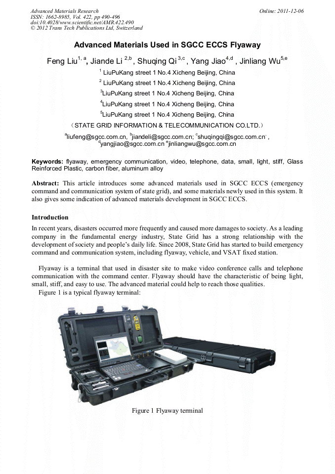Advanced Materials Used in SGCC ECCS Flyaway | Scientific.Net