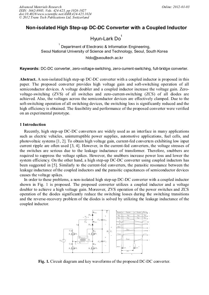 Non-Isolated High Step-up DC-DC Converter with a Coupled Inductor | Scientific.Net