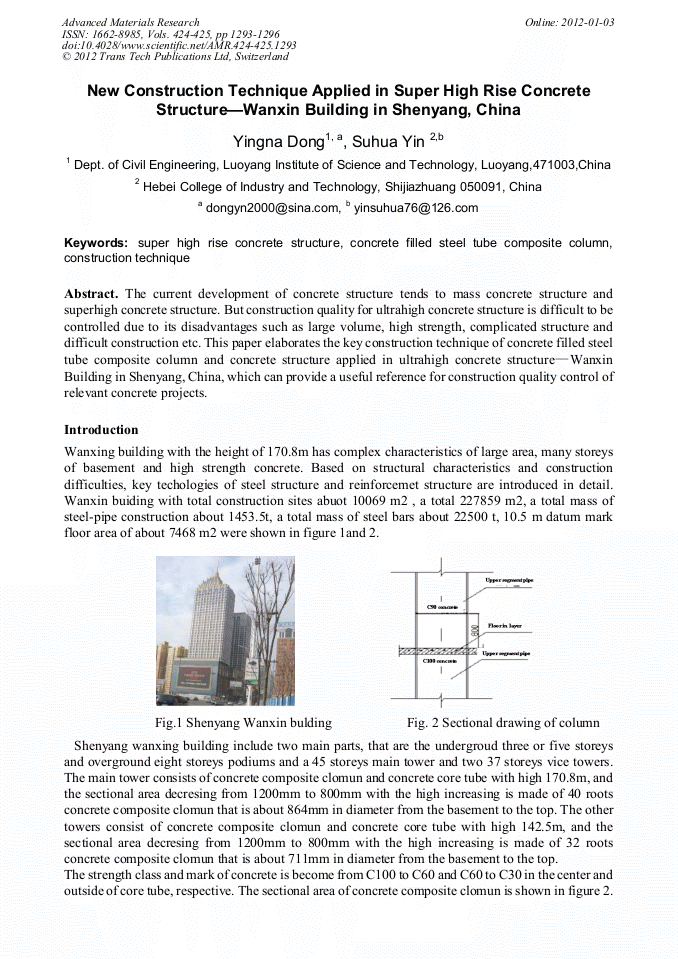 New Construction Technique Applied in Super High Rise Concrete ...