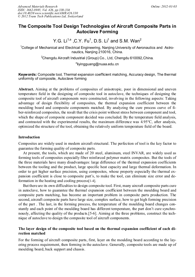 The Composite Tool Design Technologies of Aircraft Composite Parts in ...
