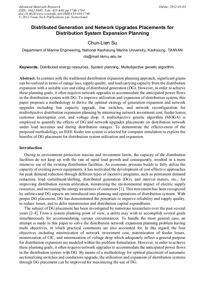 Distributed Generation and Network Upgrades Placements for Distribution ...