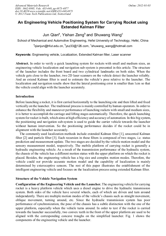 An Engineering Vehicle Positioning System for Carrying Rocket Using ...