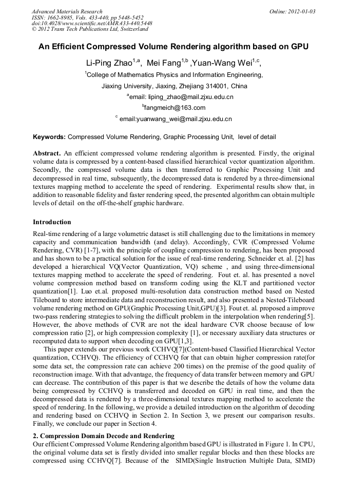 An Efficient Compressed Volume Rendering Algorithm Based on GPU ...